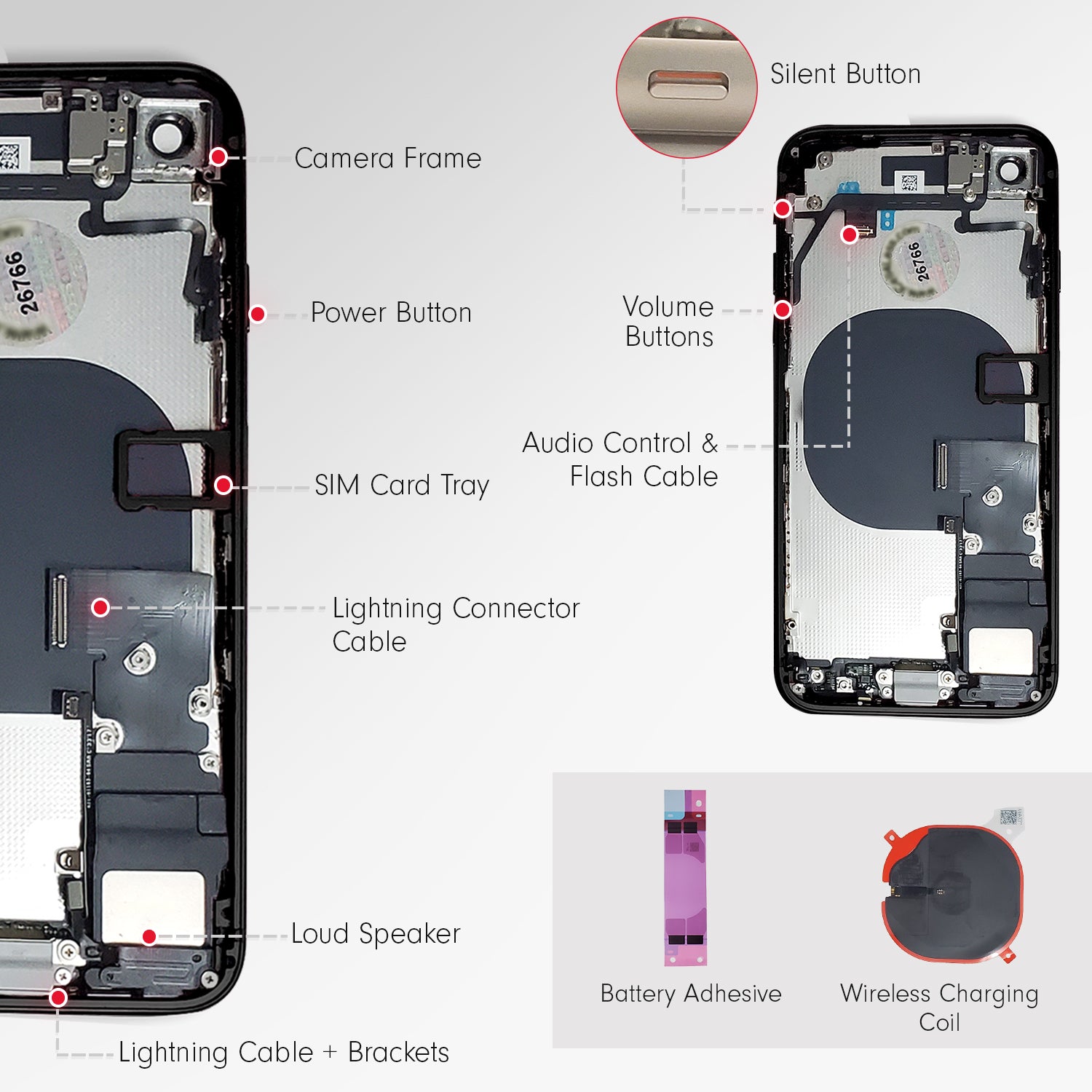 iPhone 8 RED Rear Housing Midframe Assembly w/ Pre-Installed Component ...