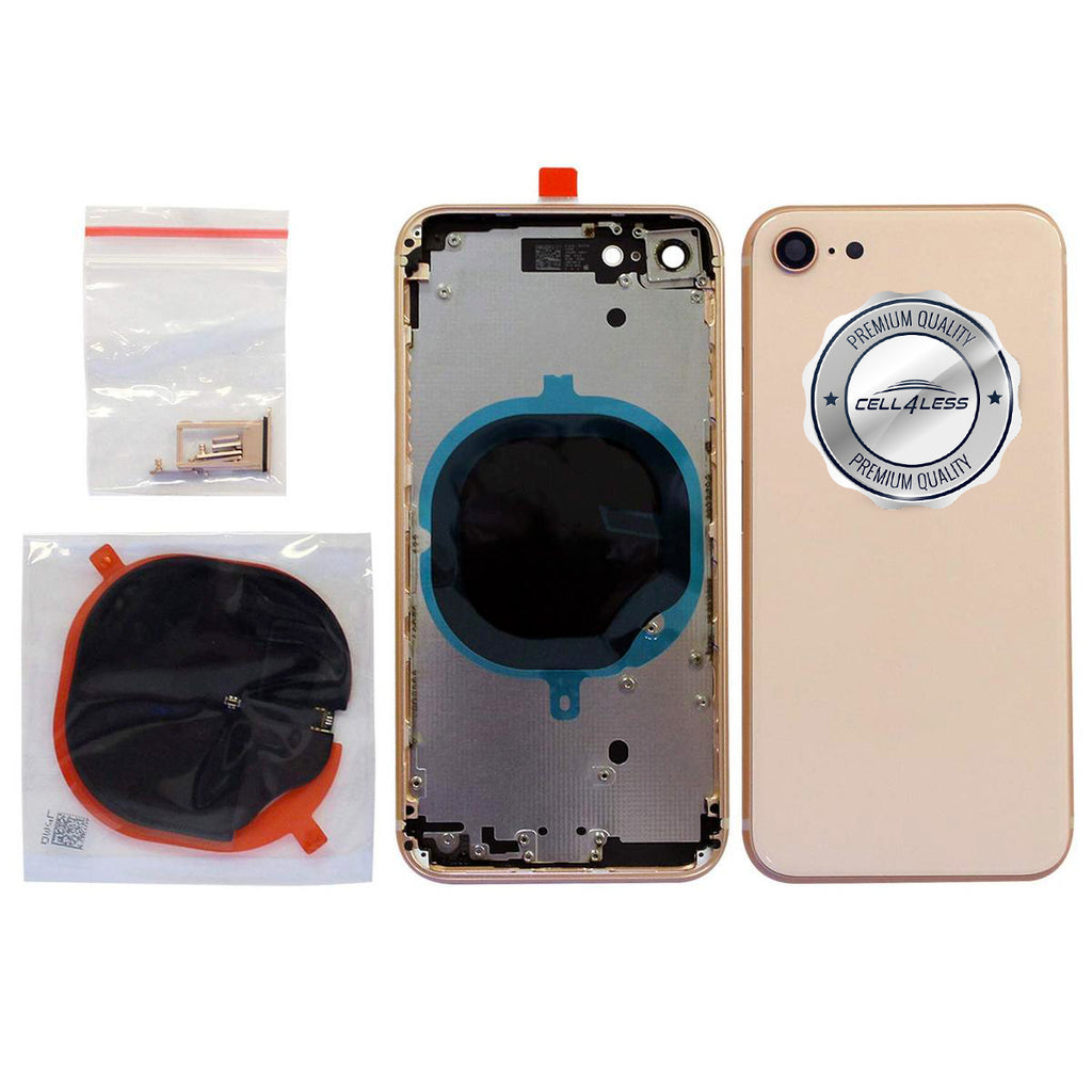 iPhone 8 Gold Back Housing Assembly Metal MidFrame w/ Back Glass - Wir ...