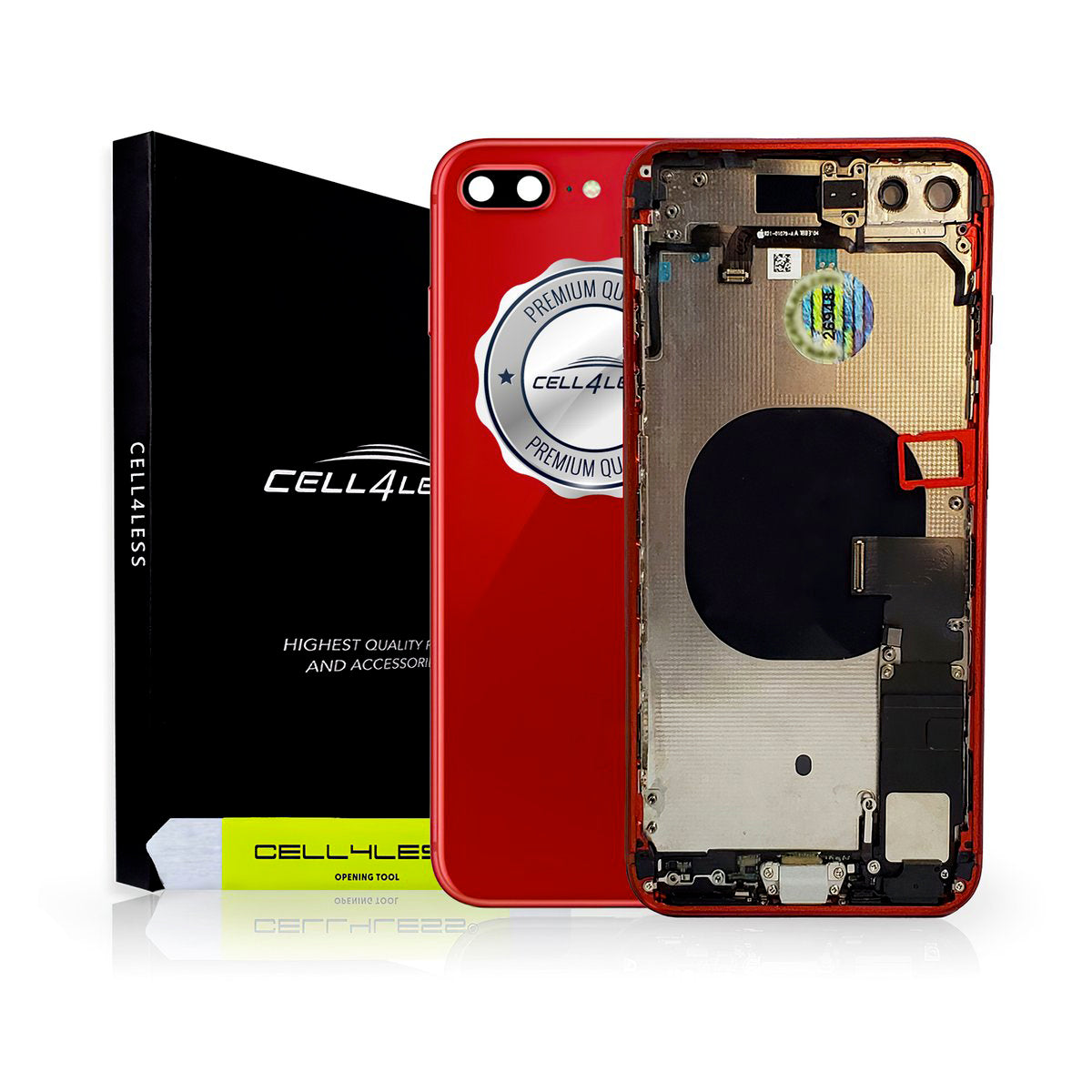 iPhone 8 PLUS RED Rear Housing Midframe Assembly w/ Pre-Installed Comp ...