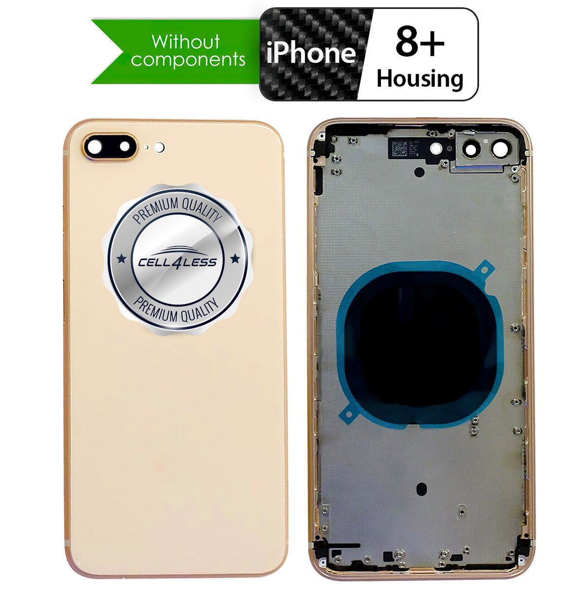iPhone 8 PLUS Gold Back Housing Assembly Metal MidFrame w/Back Glass ...