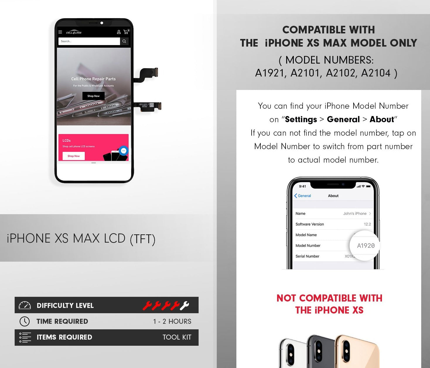 iPhone XS MAX LCD Touch Screen Replacement With Assembly Tools Include ...