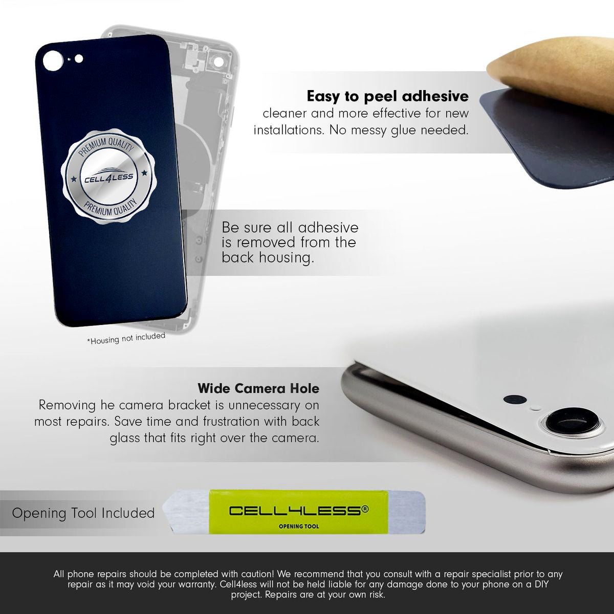 iPhone SE (2020) Back Glass W/Full Body Adhesive, Removal Tool, and Wi ...